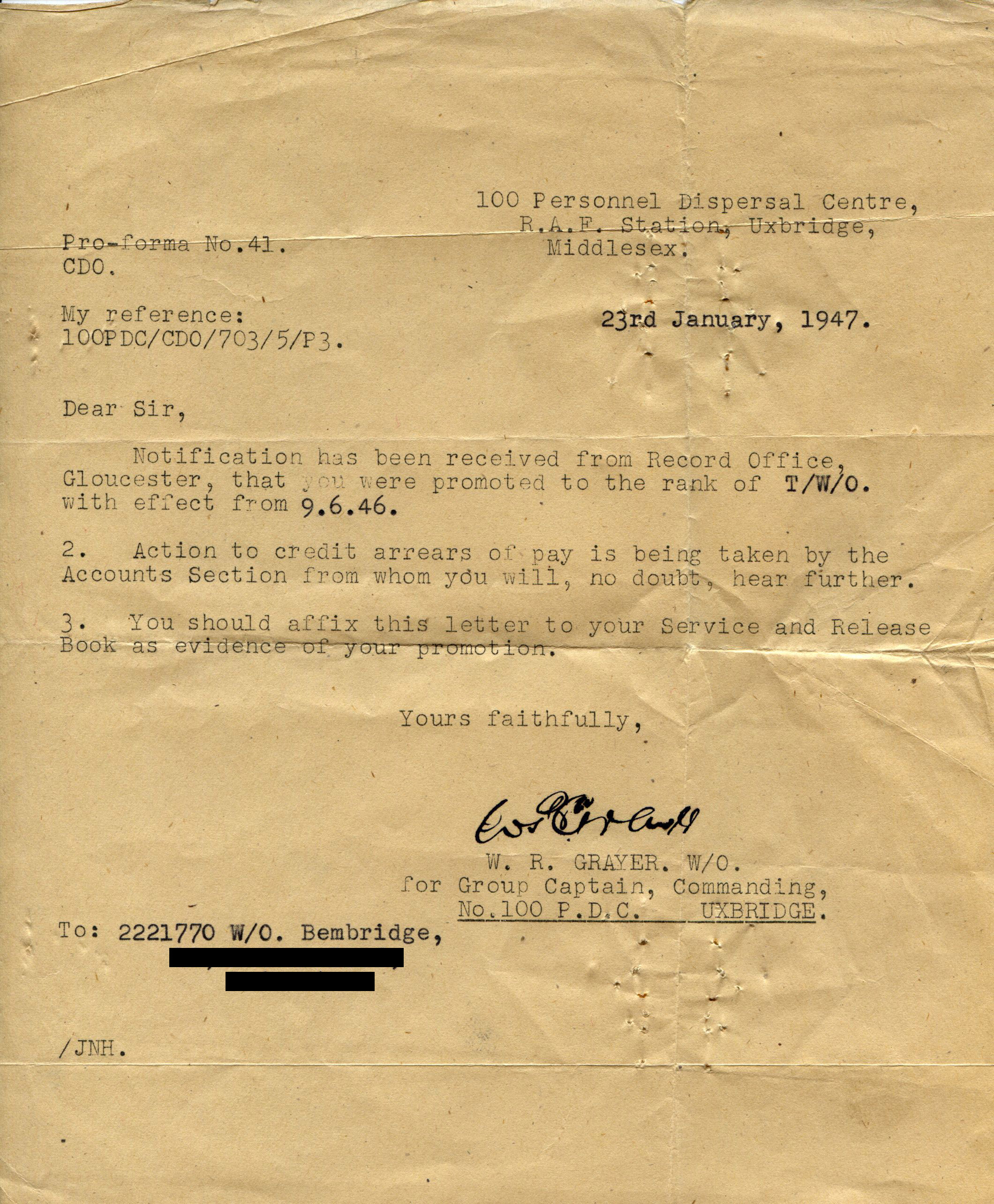 Family Military Service - Demobilisation